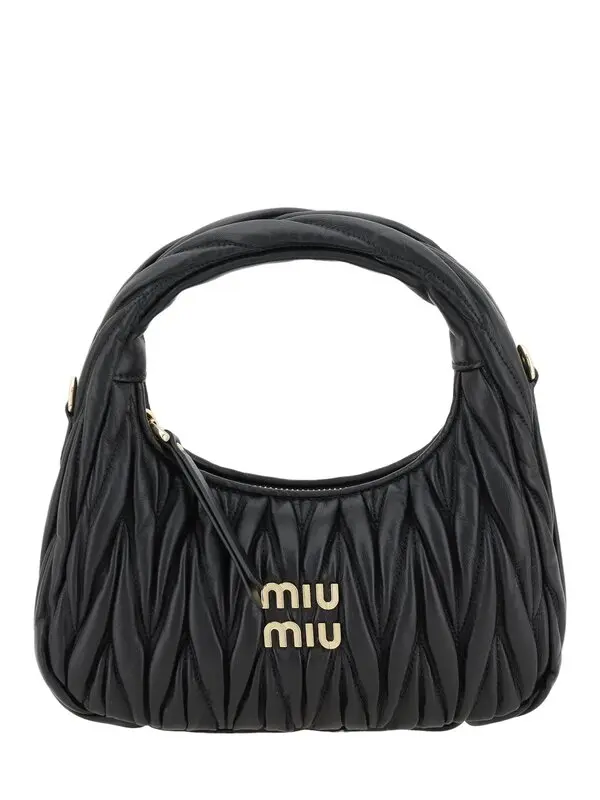 Miu Miu Quilted Leather Hobo Bag - Black