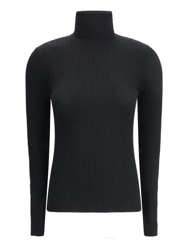 Wolford Long-sleeve Ribbed Wool Turtleneck Sweater - Black
