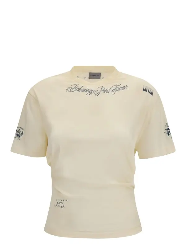 Balenciaga Distressed Cotton T-shirt - Cream