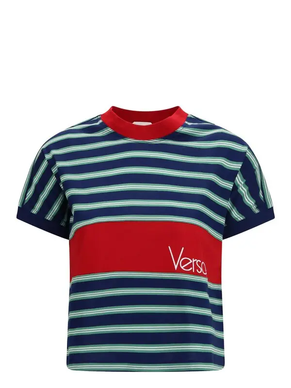 Versace Striped Cotton T-shirt - Multicolour