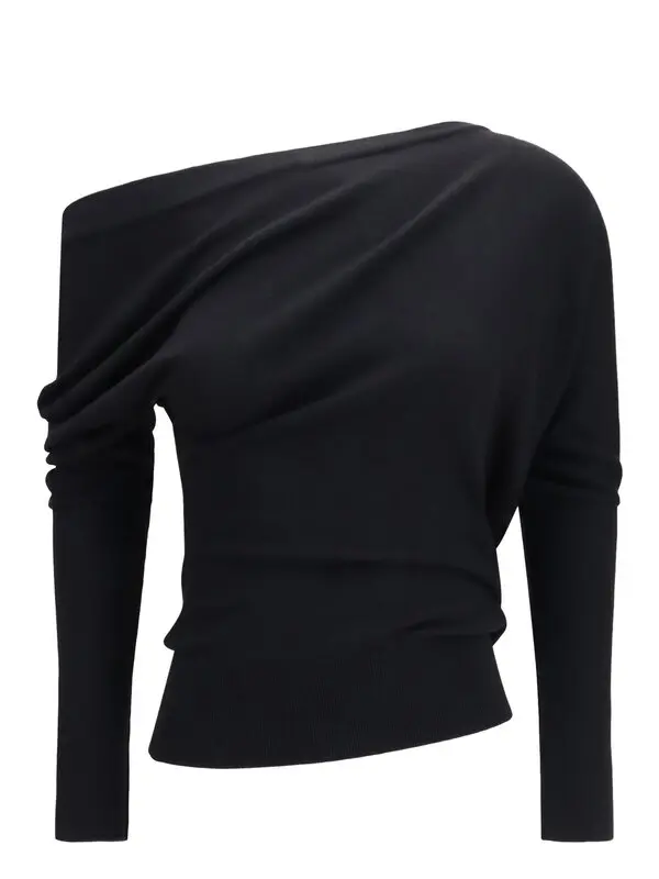 TOM FORD Asymmetrical Draped Sweater - Black
