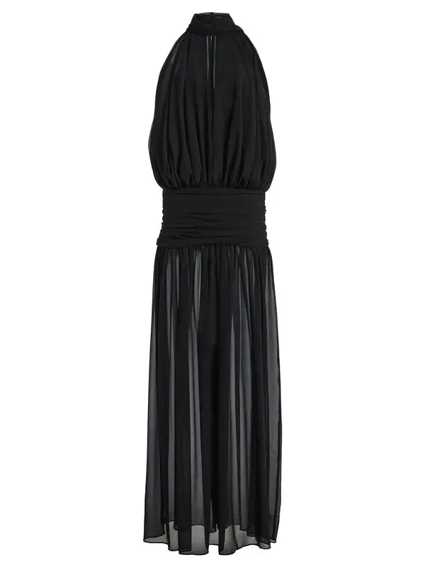 DE LA VALI Cruz Crepe Tie-neck Maxi Dress - Black