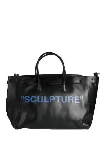OFF-WHITE™ Textured Leather Maxi Shopper Bag With Logo Print - Black