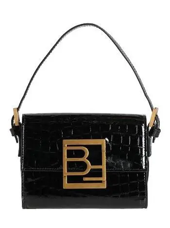 By Far Patent Leather Crocodile-print Flap Handbag - Black