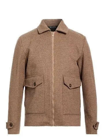 EXTE Herringbone Overshirt Jacket - Beige