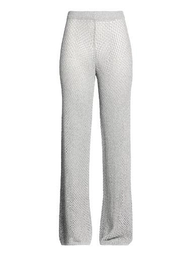 VICOLO Straight-leg Metallic Knit Pants - Silver