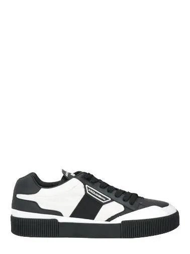 Dolce & Gabbana Low-top Sneakers In Calfskin And Textile Fibers - Black