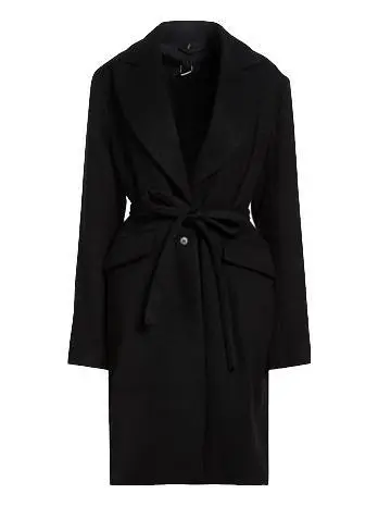 Masnada Single-breasted Wool, Cotton, Polyamide Coat - Black