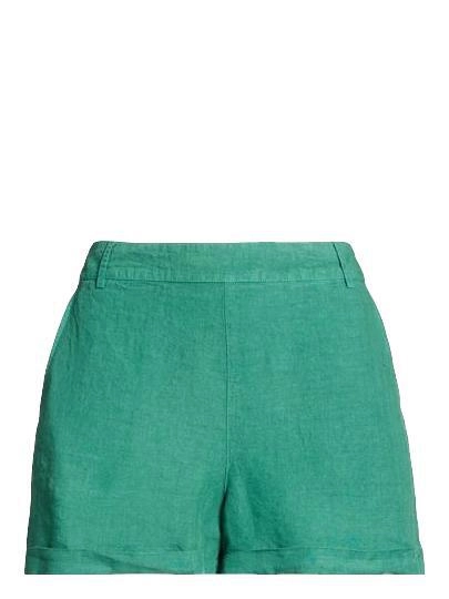 120% Lino Linen High Waisted Shorts - Green