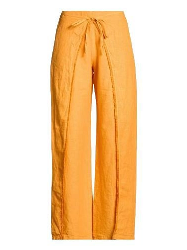 120% Lino Linen Wide-leg Pants - Orange