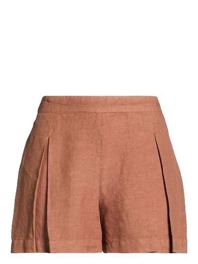 120% Lino Linen Shorts With Darts - Beige