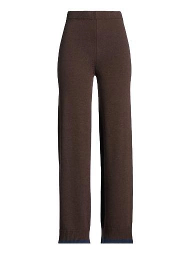 VICOLO Wide Leg Mélange Knit Pants - Brown