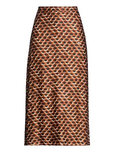 OTTOD'AME Multicolor Viscose Midi Skirt - Red