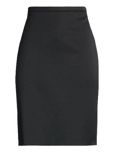 Emporio Armani Midi Skirt In Virgin Wool And Elastane - Black