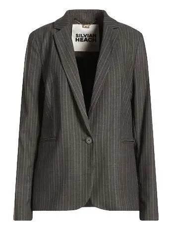 SILVIAN HEACH Single-breasted Pinstriped Blazer - Grey