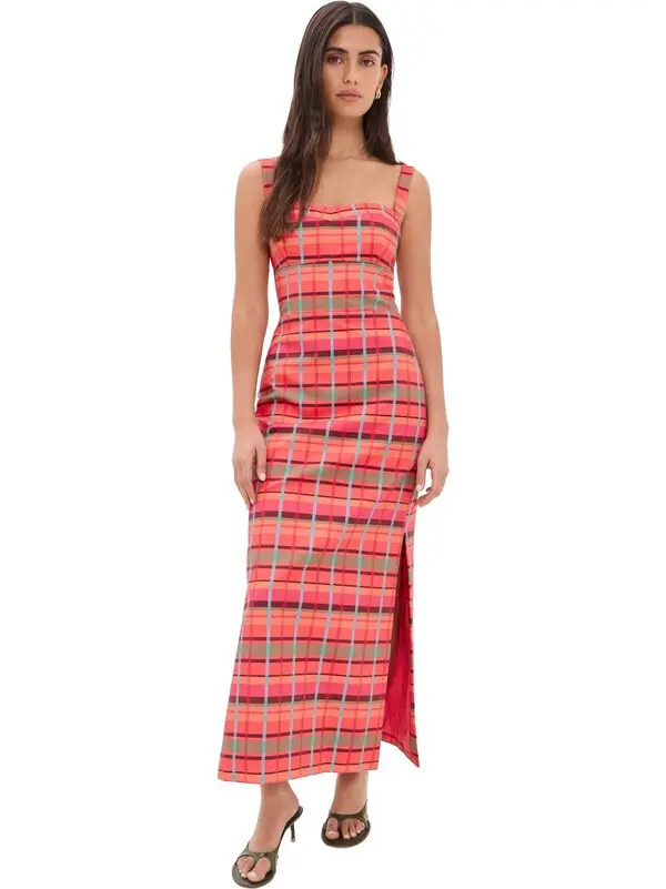 Hill House Home The Agnes Plaid Square Neck Maxi Dress - Sunset Gingham