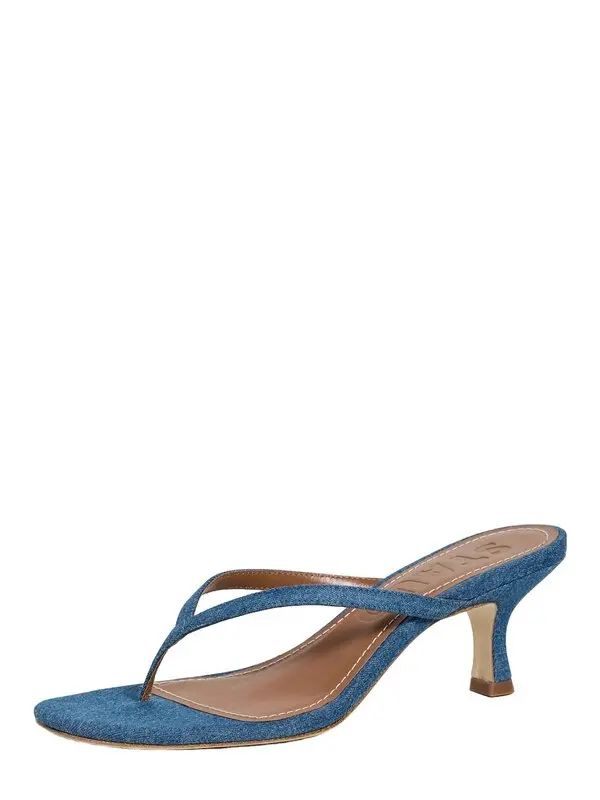 Staud Freja Kitten Heel Sandals - Denim