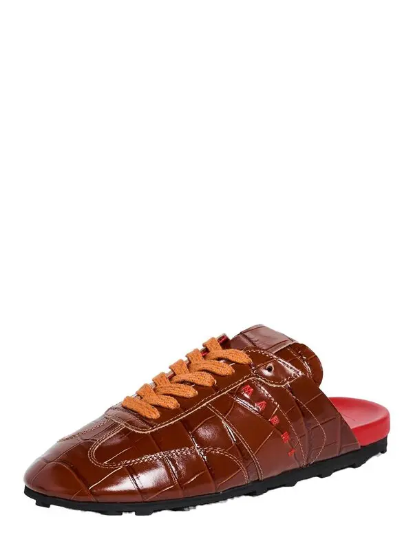 Marni Embossed Leather Mules - Peat