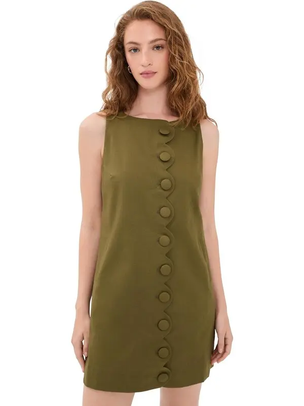 O.P.T Jasen Dress With Scalloped Detailing - Olive