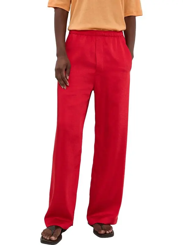 Roucha Pei Shine Wide Leg Pants - Red