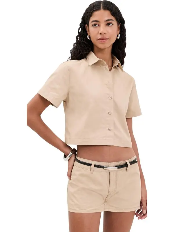 Lioness Solstice Shirt Classic Collared Cotton Twill - Stone