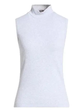 Peserico Sleeveless Turtleneck T-shirt In Light Cotton Elastane - Grey