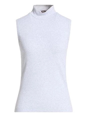 Peserico Sleeveless Turtleneck T-shirt In Light Cotton Elastane - Light Grey