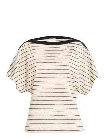 Brunello Cucinelli Striped Linen Cotton T-shirt - Beige