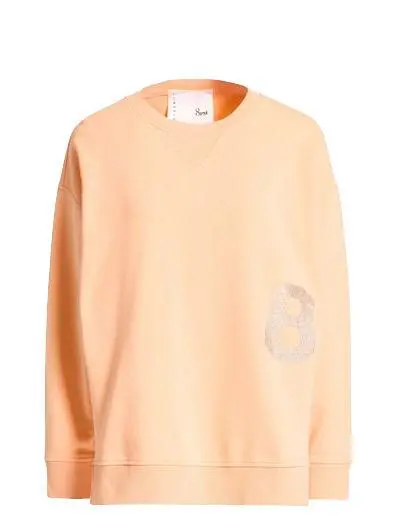 8PM Apricot Cotton Sweatshirt With Appliqués And Crystals - Orange