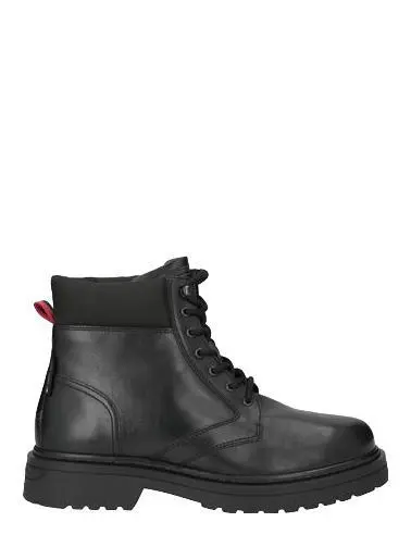 Tommy Hilfiger Leather And Textile Combat Boots - Black