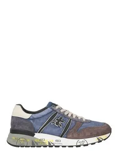 Premiata Slate Leather And Textile Low-top Sneakers - Blue