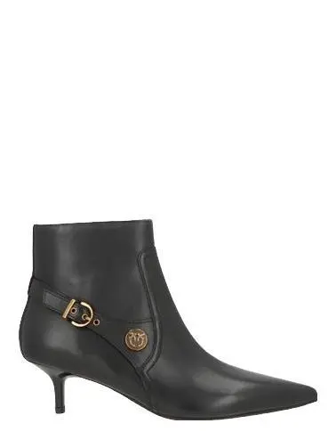 Pinko Leather Ankle Boots With Buckle Detail - Black
