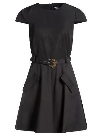 Versace Taffeta Mini Dress With Appliqués - Black