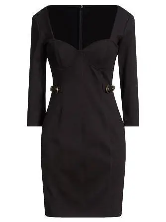 Versace Mini Dress With Sweetheart Neckline And Strap Detailing - Black