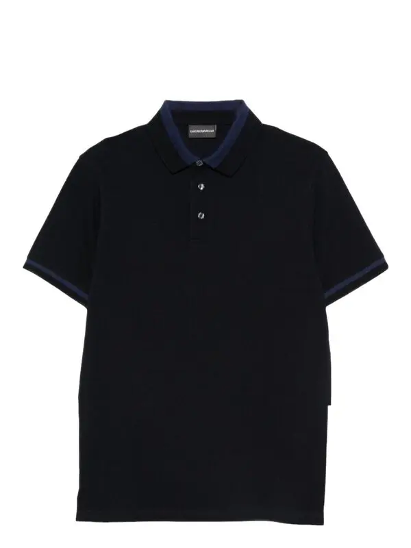 Emporio Armani Contrast Trim Polo Shirt - Black