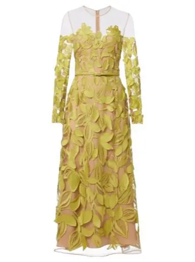 Elie Saab Embroidered Silk-blend Midi Dress - Nude