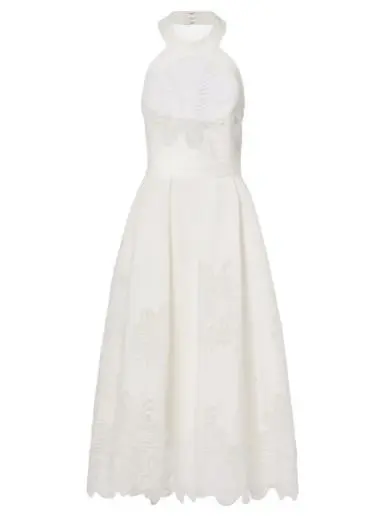 Elie Saab Embroidered Halterneck Cocktail Dress - White