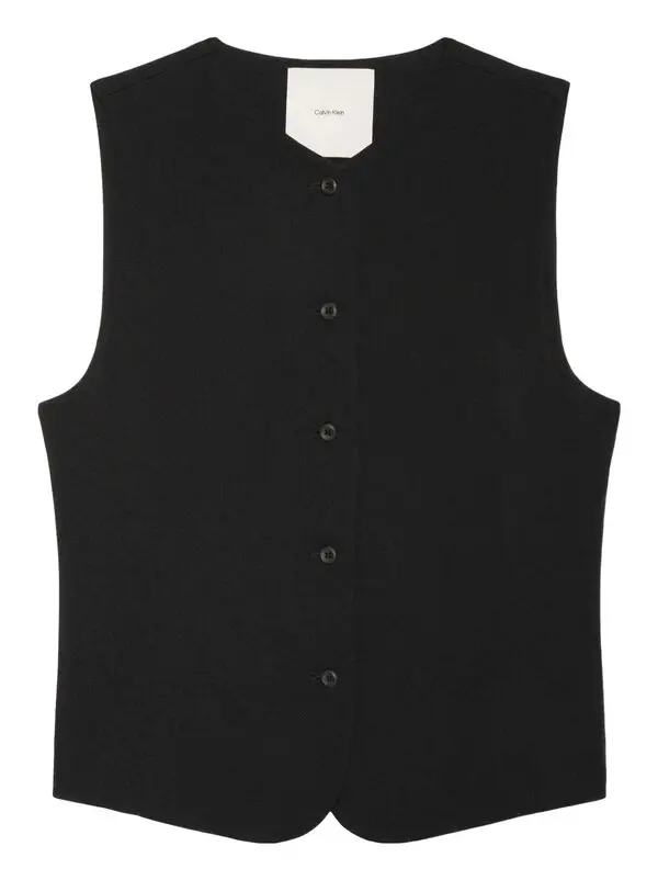 Calvin Klein Sleeveless Buttoned Vest - Black