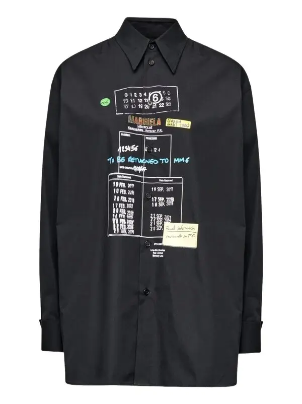 MAISON MARGIELA Graphic Print Cotton Poplin Shirt - Anthracite