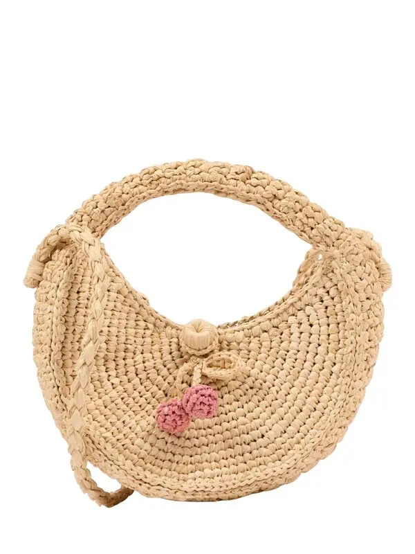 Bonpoint Loulou Raffia Shoulder Bag - Nude