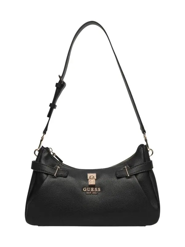 Guess Yesba Pebbled-effect Padlock Shoulder Bag - Black