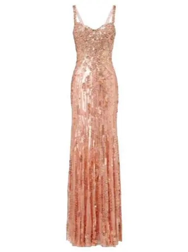 Jenny Packham Embellished Bustier Gown - Nude