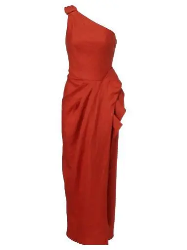 Johanna Ortiz One-shoulder Linen Gown - Red