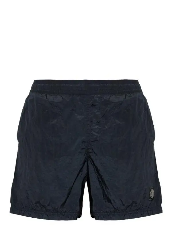 Stone Island Logo Patch Swim Shorts - Blue