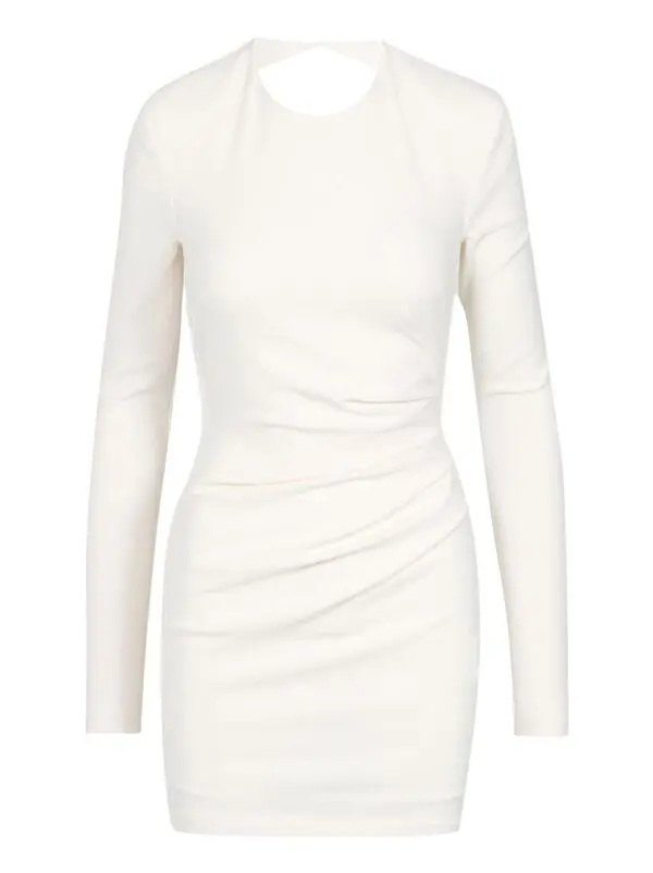 ANIYE BY Long Sleeve Dress With Pleated Detailing - White
