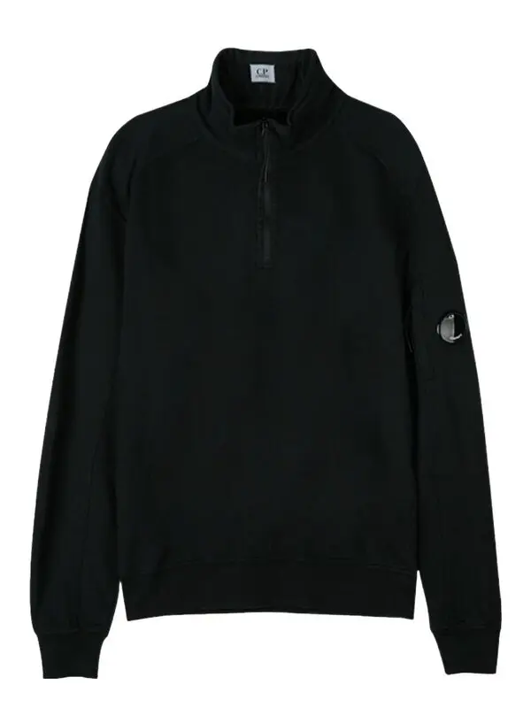 C.P. COMPANY High-neck Quarter Zip Sweater With Ribbed Details - Black