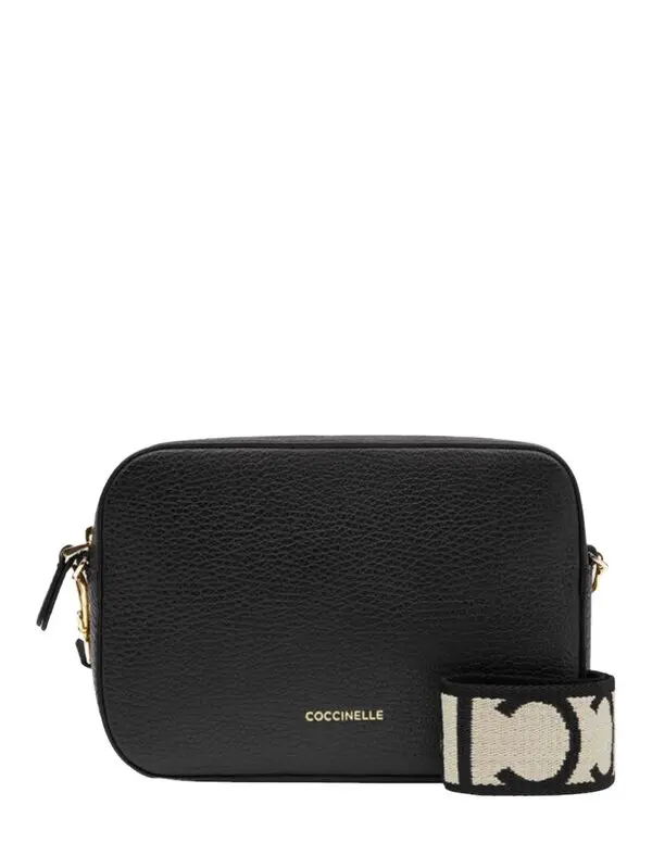 COCCINELLE Tebe Logo Stamp Zipped Small Shoulder Bag - Black