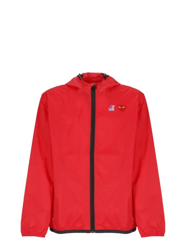 Play Comme Des Garcon Long-sleeved Hooded Jacket With Patches And Logo Prints - Red