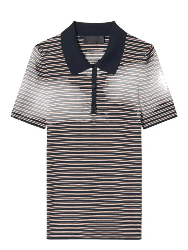 NILI LOTAN Gemmatta Striped Polo Shirt - Black