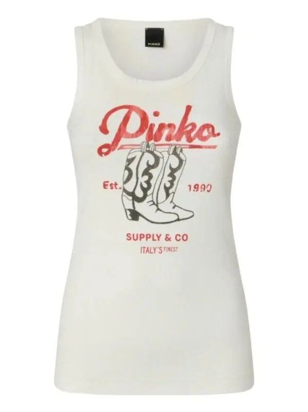 Pinko Graphic Tank Top - White